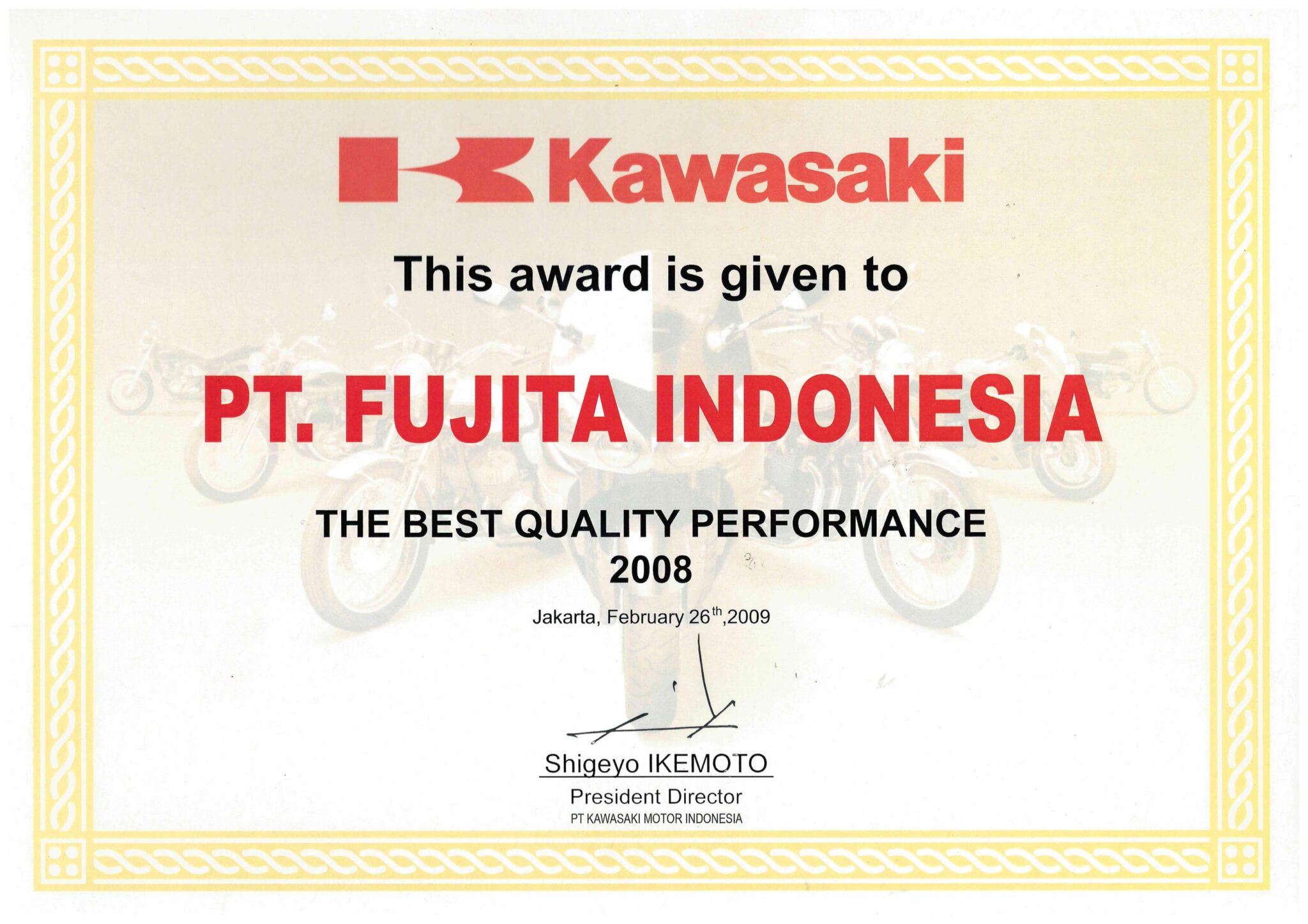 Certificates - PT. Fujita Indonesia