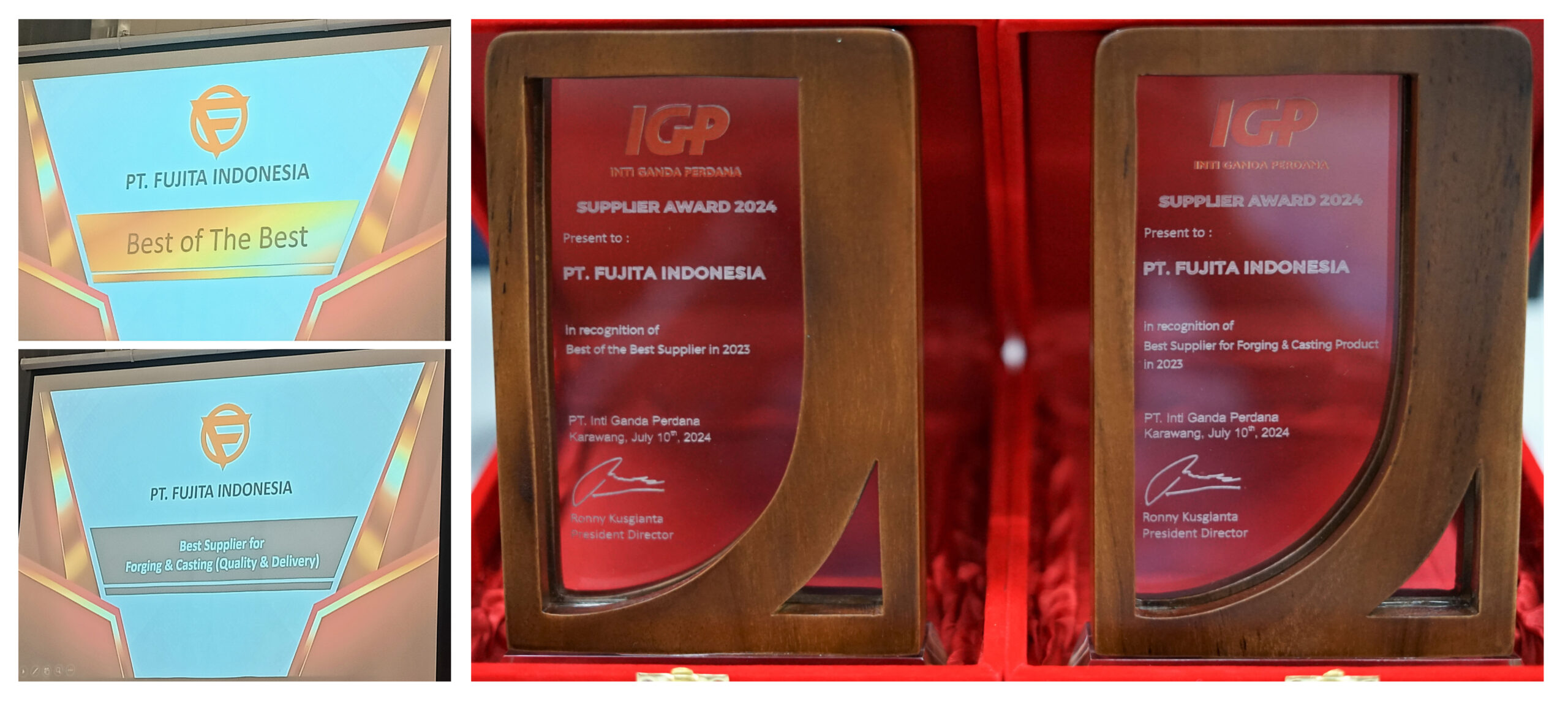 PT. Fujita Indonesia Raih Dua Penghargaan Tertinggi dari PT. Inti Ganda ...